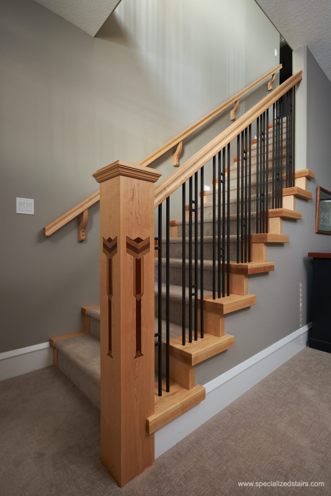 Custom Inlaid Posts - Specialized Stair & Rail